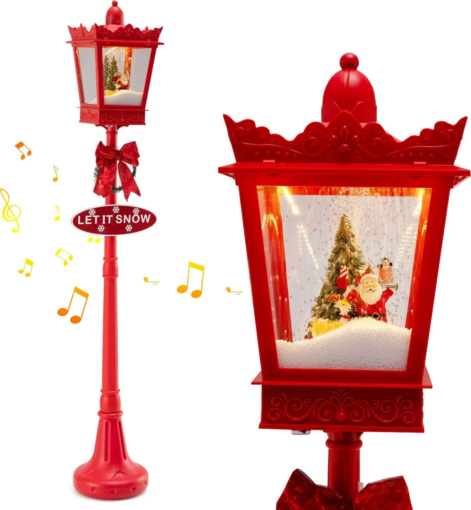 Costway 185 cm Vánoční lucerna s teplými bílými LED světly pouliční lampa