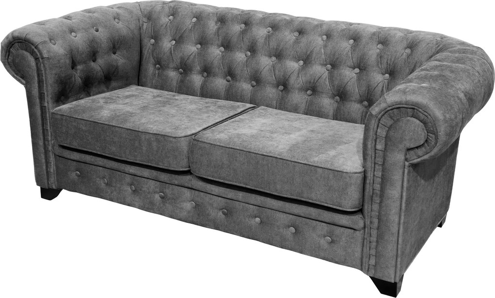 XXXLutz POHOVKA CHESTERFIELD, dřevo, textil, kompozitní dřevo, šedá MID.YOU - Pohovky - 000694009803