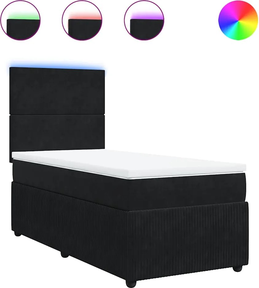 Box spring postel s matrací černá 100x200 cm samet 3294558