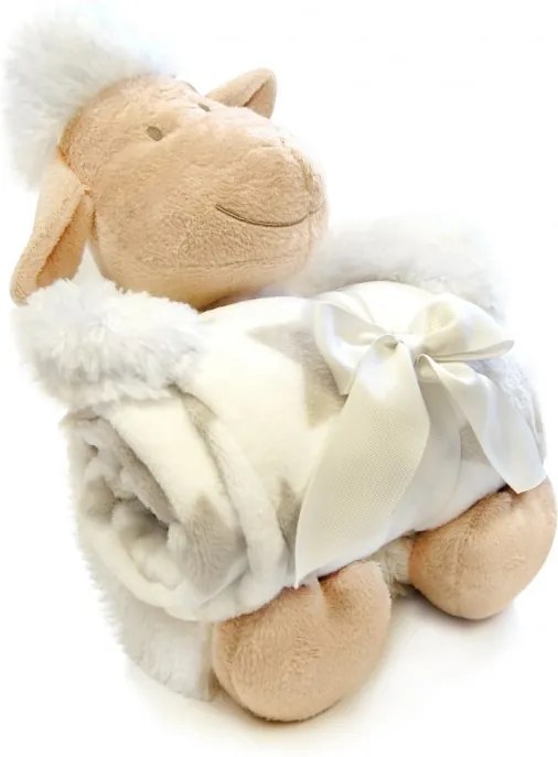 BoboBaby dětská deka s plyšákem ovečka 75 x 100 cm