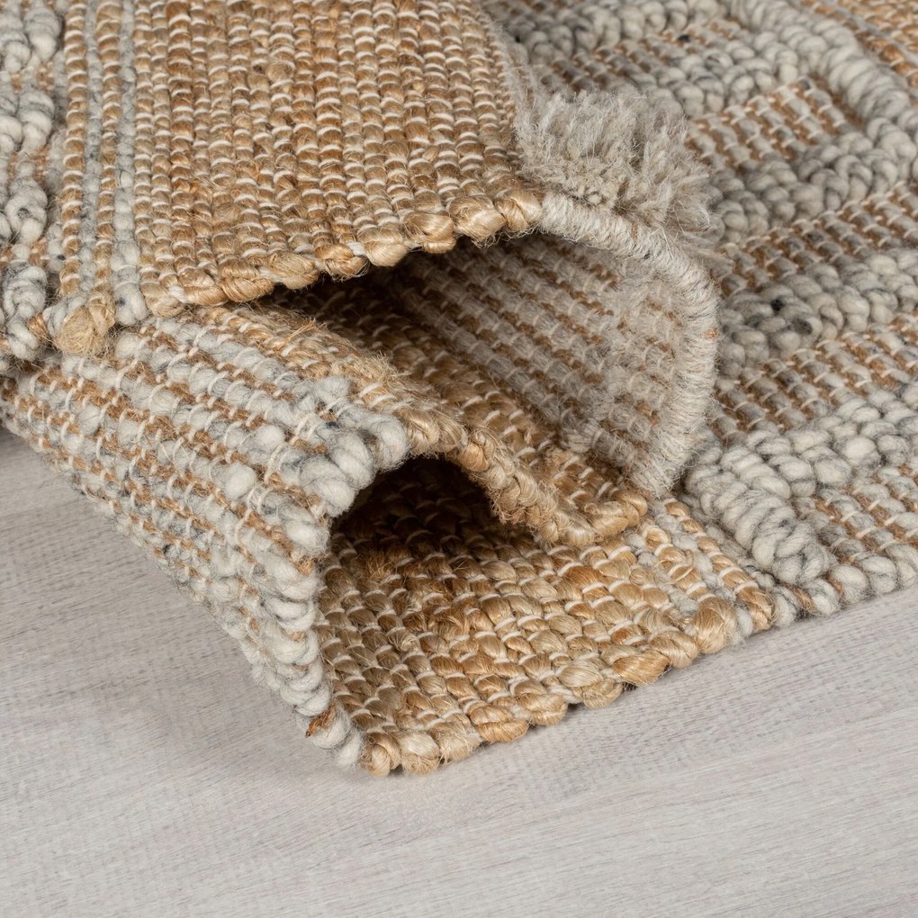Kusový koberec Jubilant Medina Jute Natural/Grey, 160x230, béžová, obývacia izba, Flair Rugs