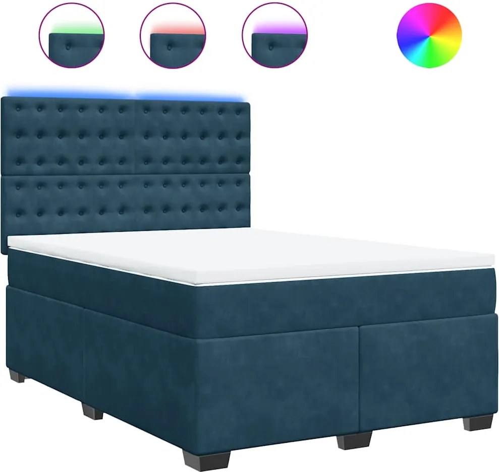 Box spring postel s matrací modrá 160 x 200 cm samet 3293270