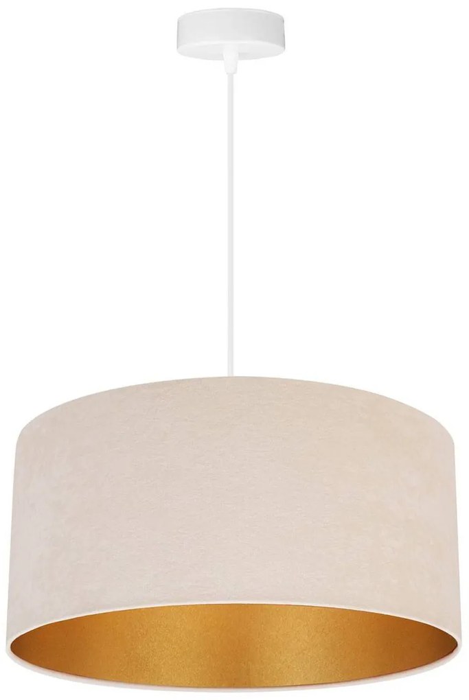 Závěsné svítidlo Mediolan, 1x světle béžové/zlaté textilní stínítko, (výběr ze 2 barev konstrukce), (fi 40cm)