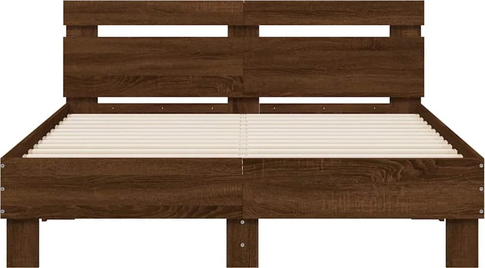 Rám postele s čelem hnědý dub 135 x 190 cm kompozitní dřevo 3207447