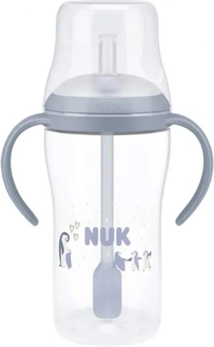 Kojenecká láhev NUK Perfect Match na učení s brčkem PENGUIN 260 ml