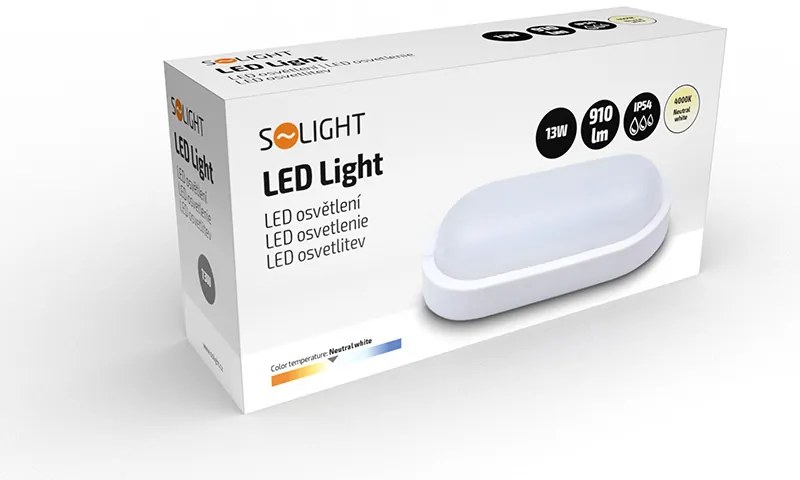 Solight LED venkovní osvětlení oválné, 13W, 910lm, 4000K, IP54, 21cm