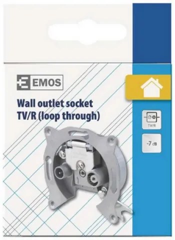 Anténní televizní zásuvka TV+R EMOS J0220J EU 3607 průběžná