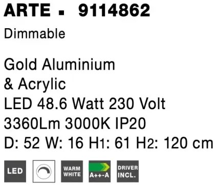 LED lustr Arte 52 zlaté
