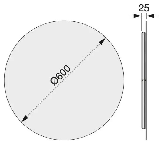 Zrcadlo kulaté s LED osvětlením, 600x25 mm