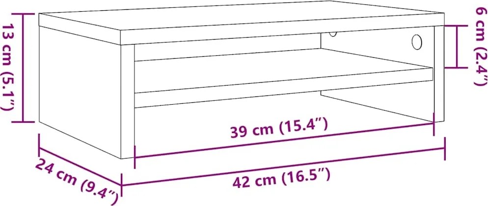 vidaXL Stojan na monitor 42x24x13 cm kompozitní dřevo [800220] Barva: bílá s vysokým leskem
