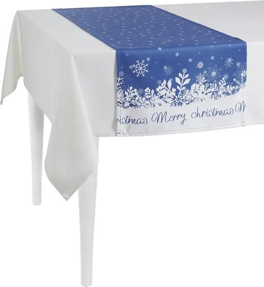 Modrý vánoční běhoun na stůl Apolena Honey Christmas, 40 x 140 cm
