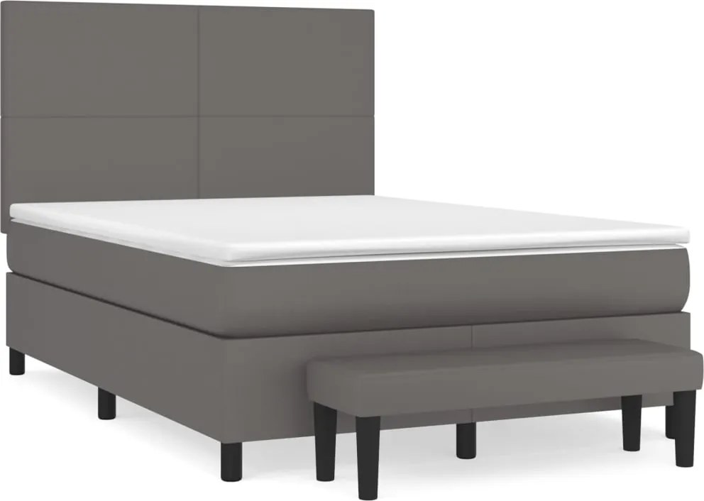 Box spring postel s matrací šedá 140 x 190 cm umělá kůže 3137543