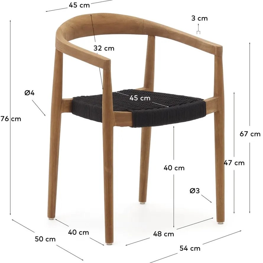Dřevěné zahradní židle v sadě 4 ks v přírodní barvě Ydalia – Kave Home