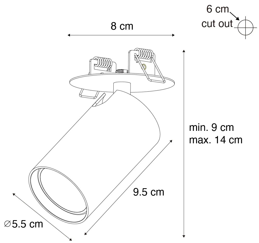 Moderní zapuštěné bodové svítidlo tmavě bronzové GU10 50 mm - Chels