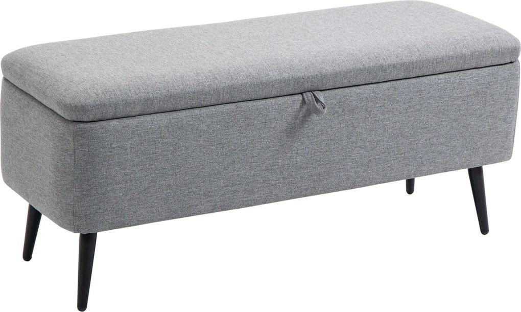 HOMCOM Lavice s úložným prostorem, nosnost až 150 kg, čalouněná lavice do obývacího pokoje, předsíně a ložnice, ocelové nohy, 101x38.5x44.5cm