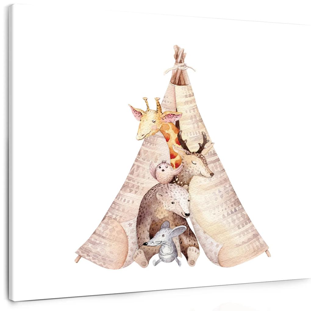 Malvis ® Obraz Malovaná zvířátka Velikost (šířka x výška): 60x60 cm