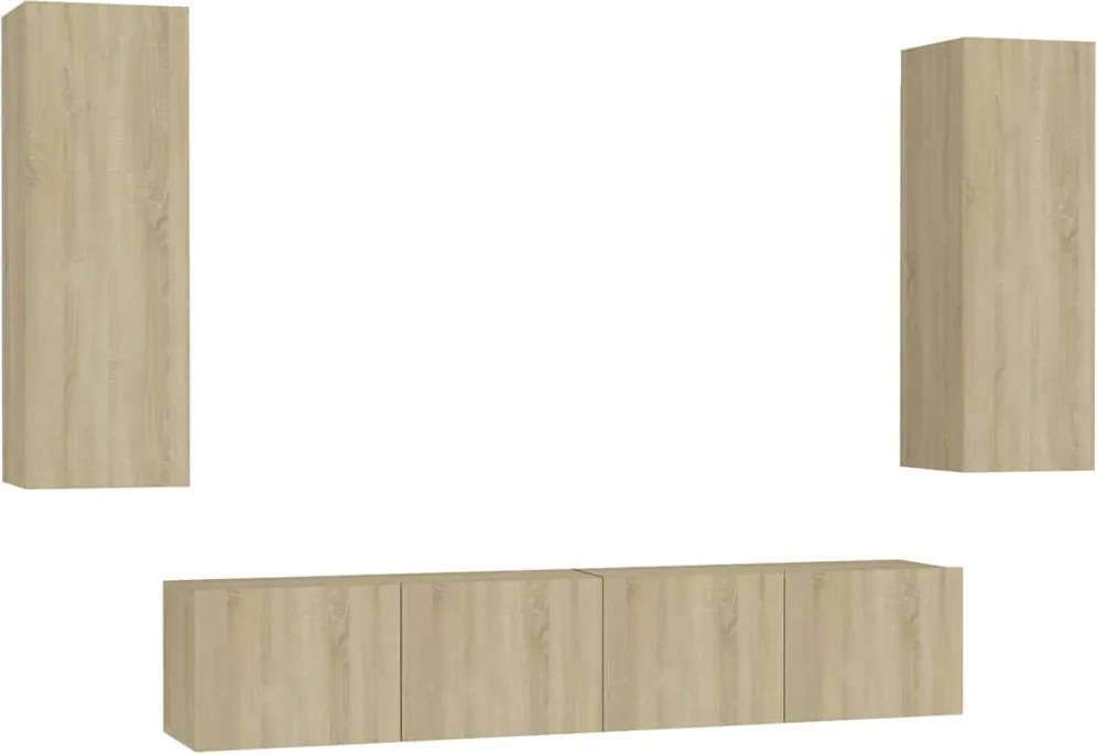 4dílný set TV skříněk dub sonoma kompozitní dřevo 3078959