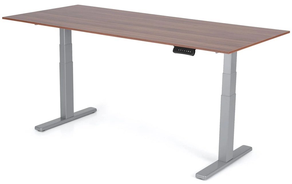 Výškově nastavitelný stůl Liftor 3segmentové nohy premium šedé,   deska 1800 x 800 x 18 mm ořech