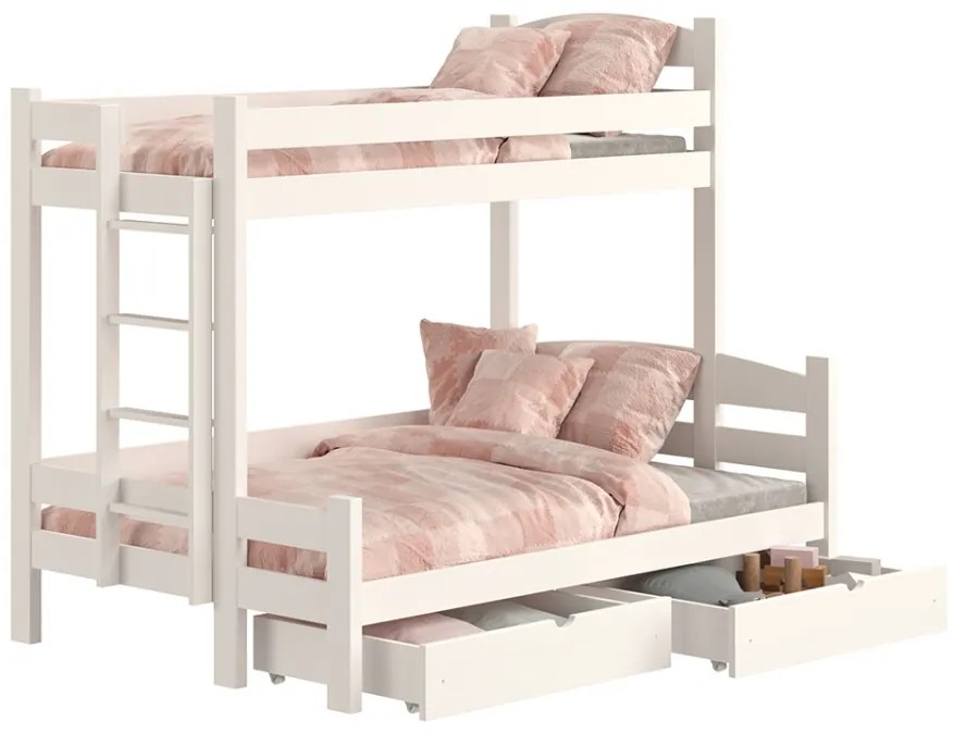 postel patrová s zásuvkami Lovic levá - Bílý, 90x200/120x200