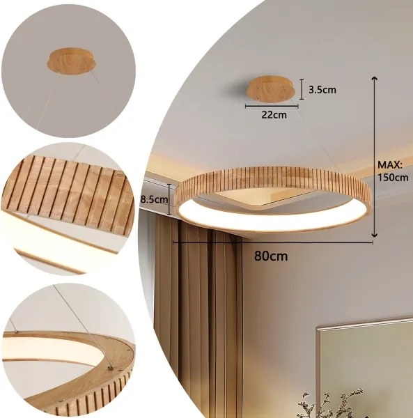 Brilagi - LED Lustr na lanku FALCON WOOD MODERN LED/60W/230V pr. 80 cm dřevo