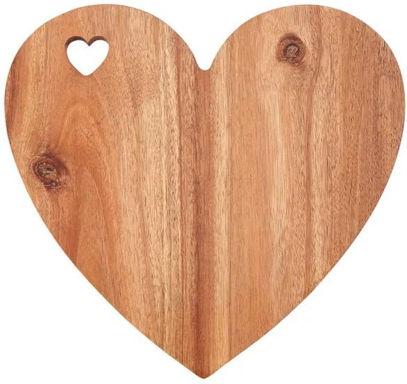 Prkénko ve tvaru srdce z akáciového dřeva s bílým okrajem Premier Housewares, 30 x 28 cm