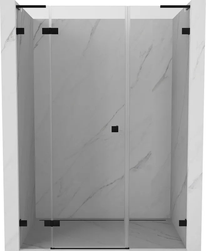 Mexen Lunar L, levé otočné sprchové dveře 140 cm, čiré sklo, černý profil, 834SL-140-050-70-00-L