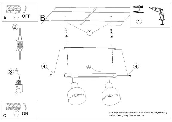 Sollux SL.1317 - Bodové svítidlo ELBA 2xE27/15W/230V černá