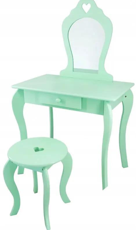 Mentolově zelený dětský toaletní stolek s taburetem