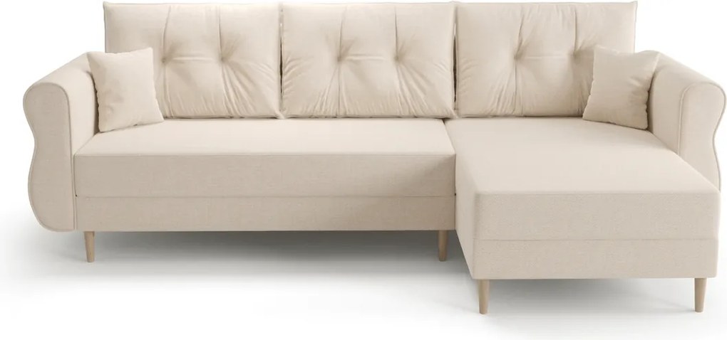 Rozkládací oboustranná sedací souprava do L SILVIANO 230x140 cm, krémová