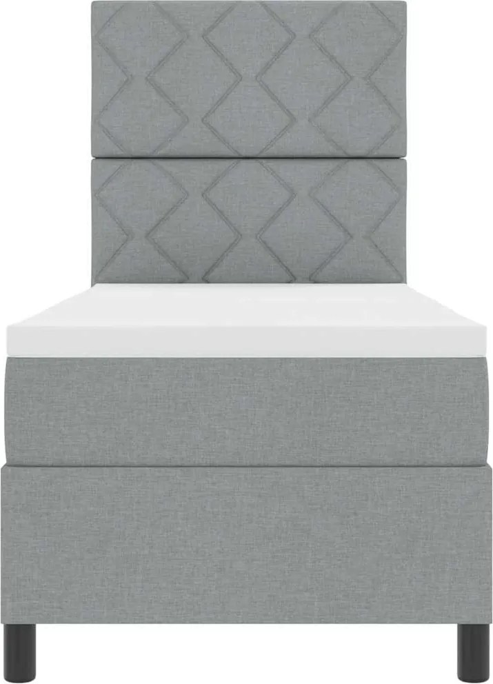 Postel s boxspringem s čelo Světle šedá 80 x 200 cm textil 3339420