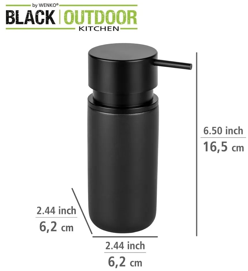 Černý keramický dávkovač mýdla Wenko Black Outdoor Kitchen Silo