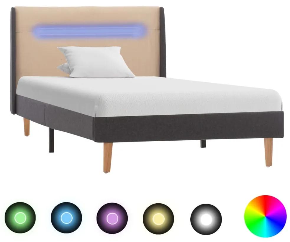 286698 vidaXL Rám postele s LED světlem krémový textil 100 x 200 cm