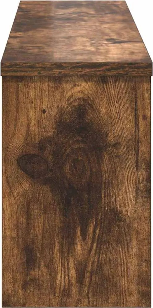 věšák, nástěnný, 4 poličky, háčky, kompozitní dřevo, 26x75x16 cm, kouřový dub, Dekorino TK20260021