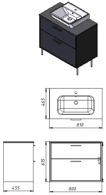 Lavedo Afina Neon White/Wotan Oak 80 koupelnová skříňka s umyvadlem