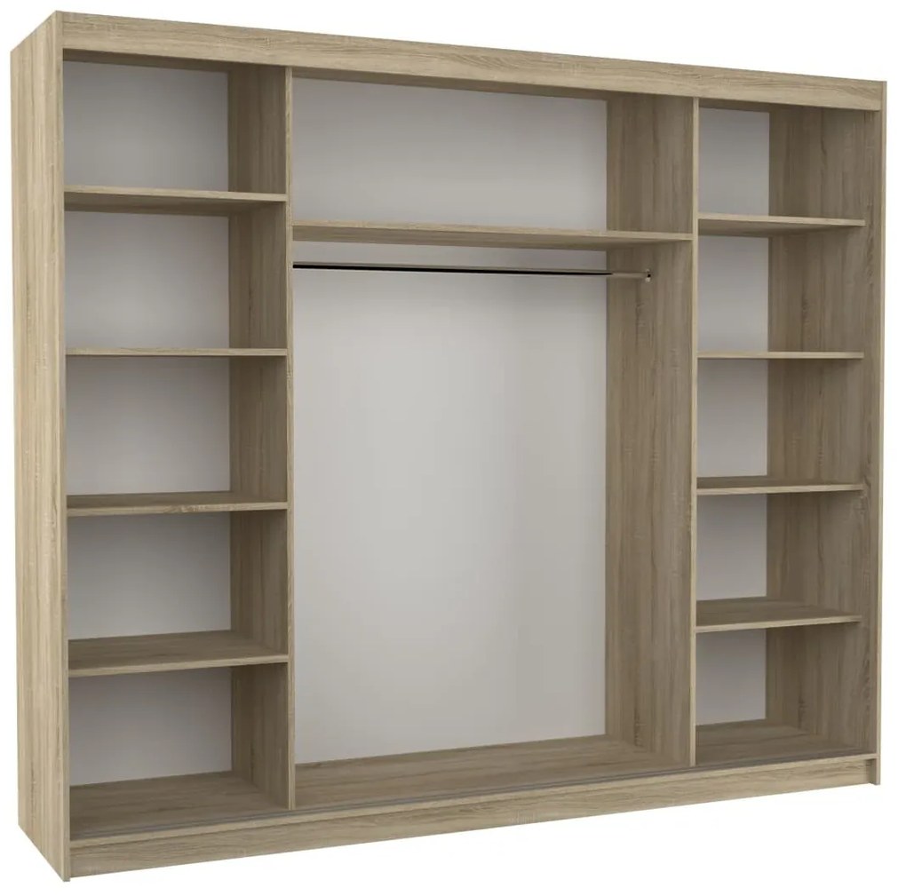 Šatní skříň s posuvnými dveřmi Diego - 250 cm Barva: dub Sonoma/Bílá