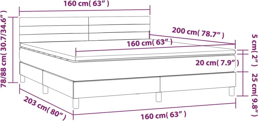 Box spring postel s matrací modrá 160x200 cm textil 3140711
