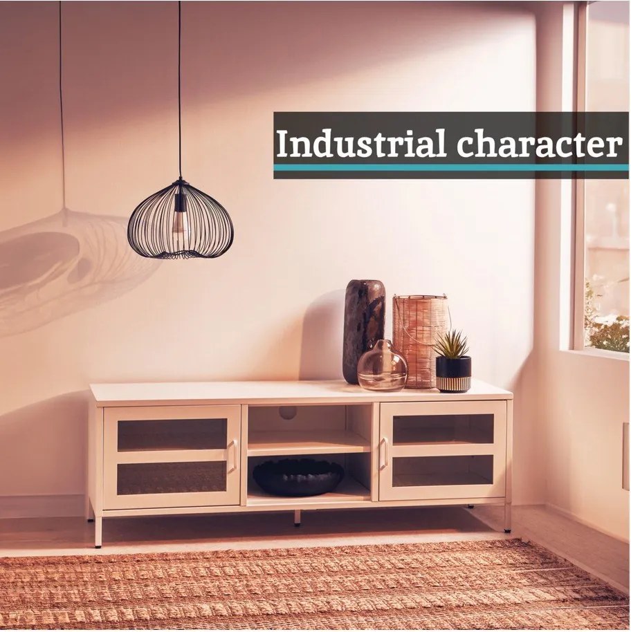 Bílý ocelový TV stolek 150x50x45 cm Acier – Premier Housewares