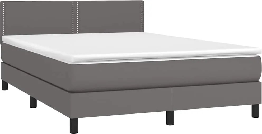 Box spring postel s matrací a LED šedá 140x190 cm umělá kůže 3134163