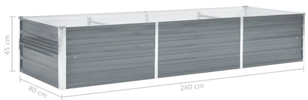 Vyvýšený záhon pozinkovaná ocel 240 x 80 x 45 cm šedý - Default Title