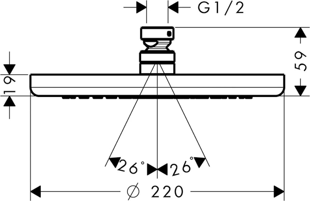 Hansgrohe Croma, hlavová sprcha 220 1jet EcoSmart 9 l/min, chromová, HAN-26465000