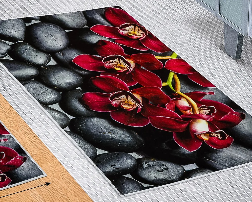 Bellatex koupelnová souprava 3D FOTOTISK ORCHIDEA, 100x60cm (předložka) + 50x60cm (na WC)