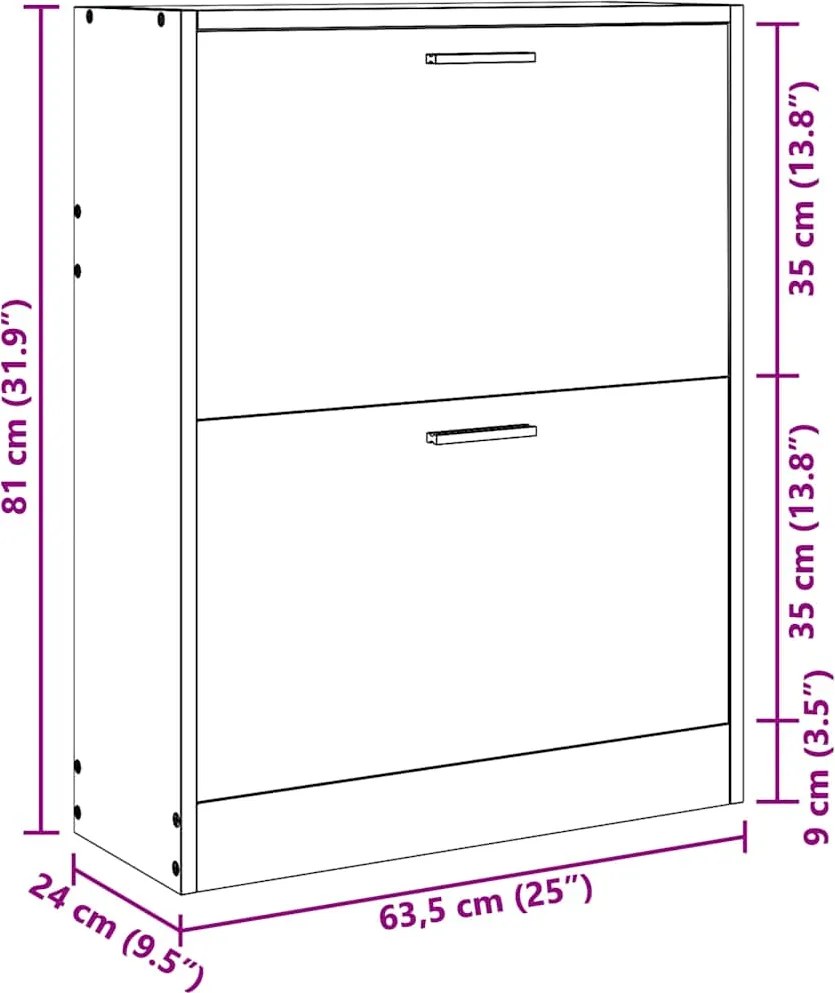 vidaXL Marketos Dřevěný botník se 2 přihrádkami bílý