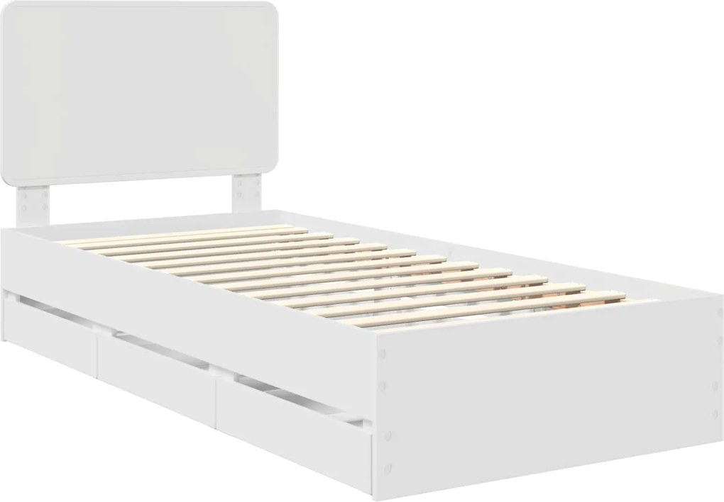 Rám postele se zásuvkou Bílá 75 x 190 cm Inženýrské dřevo 3412644