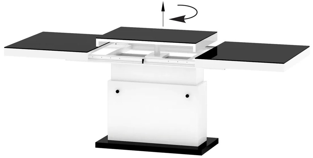 Konferenční stolek MATERA LUX (šedá lesk/bílá lesk/šedá lesk)