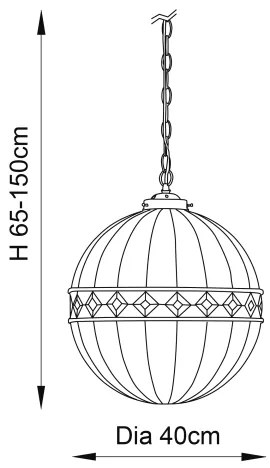Endon 67045 - Lustr na řetězu Tiffany FARGO 1xE27/60W/230V pr. 40 cm