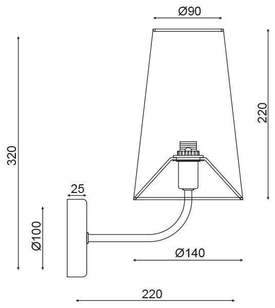 ACA DECOR Nástěnné svítidlo TUSCAN max. 40W/E14/230V/IP20