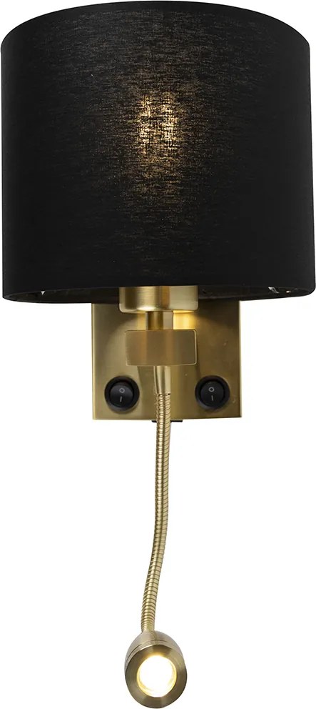 Chytrá nástěnná lampa zlatá s USB a černým stínítkem vč. WiFi A60 - Brescia