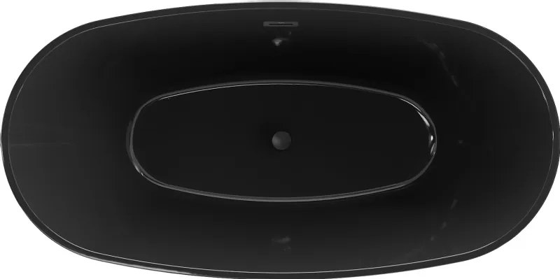 Mexen Eris volně stojící vana 170 x 80 cm, černá, přepad černý - 53441708070-70