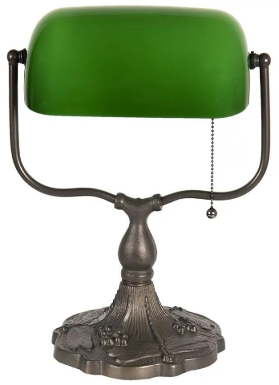 Zelená bankovní lampa tiffany Steven – 27x20x36 cm