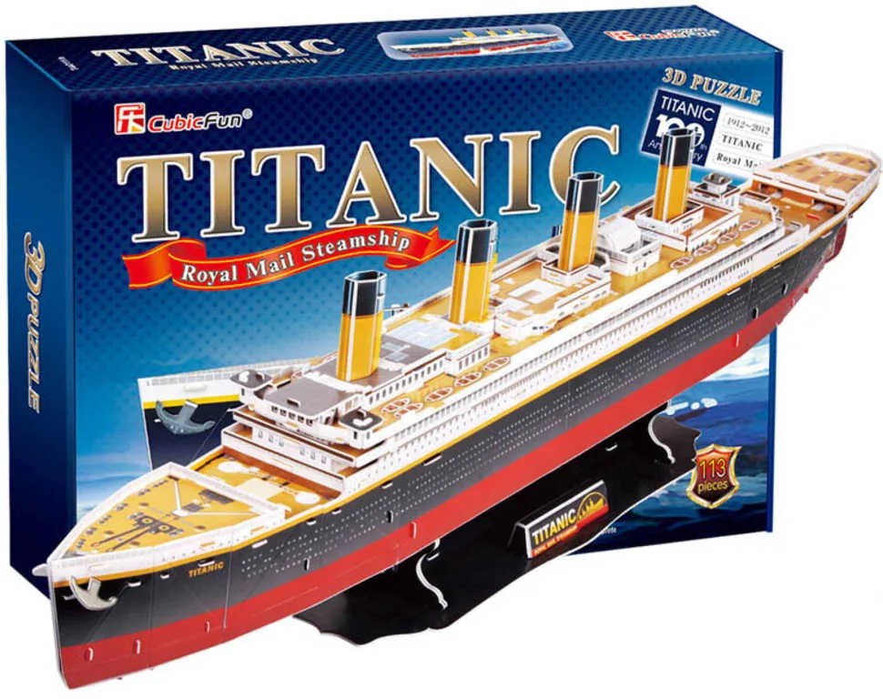 _Ostatní 1_ CUBICFUN Puzzle zaoceánský parník Titanic 3D model 113 dílků skládačka 17c4011